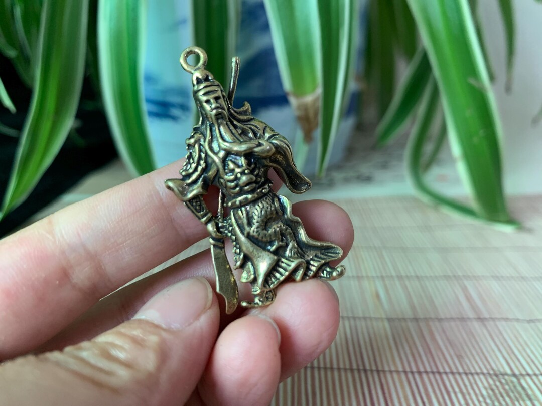 Vintage Copper Guan Gong Keychain,brass Guan Gong Statue Hanging ...