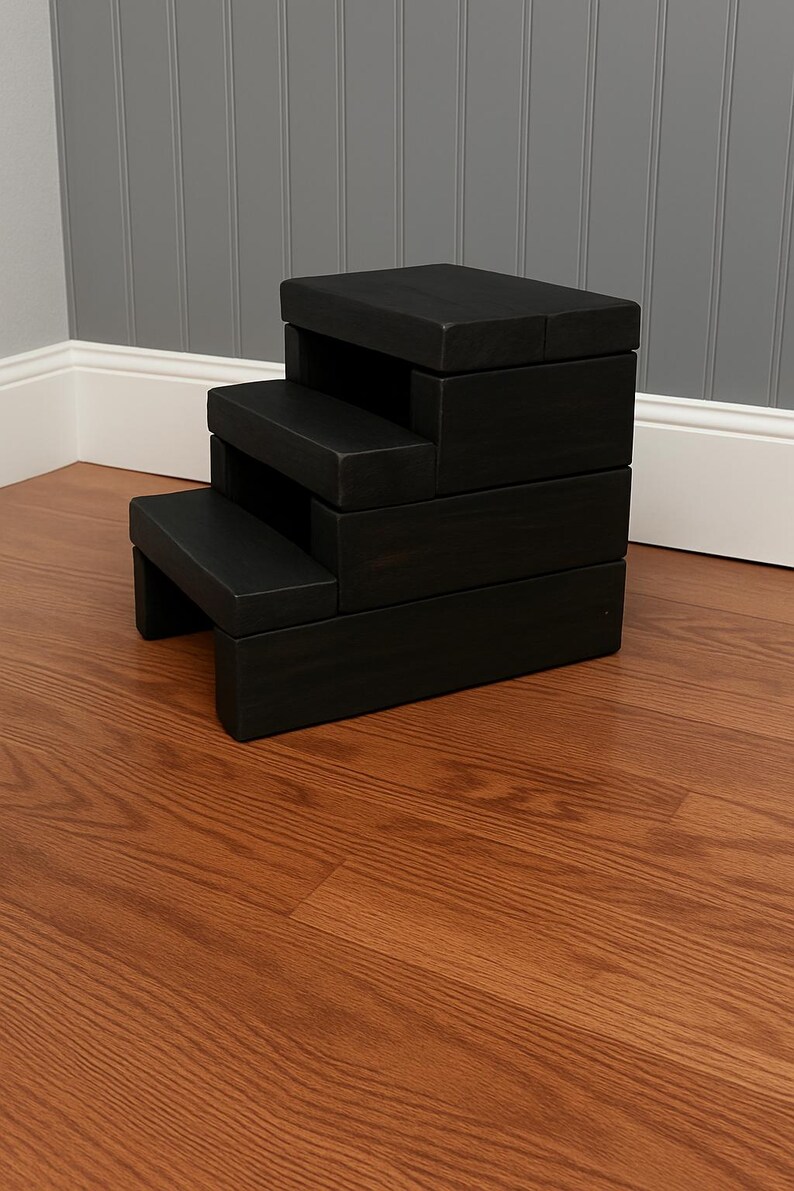 Rustic Wooden Step Stool – Handmade 3-step Farmhouse Footstool for ...