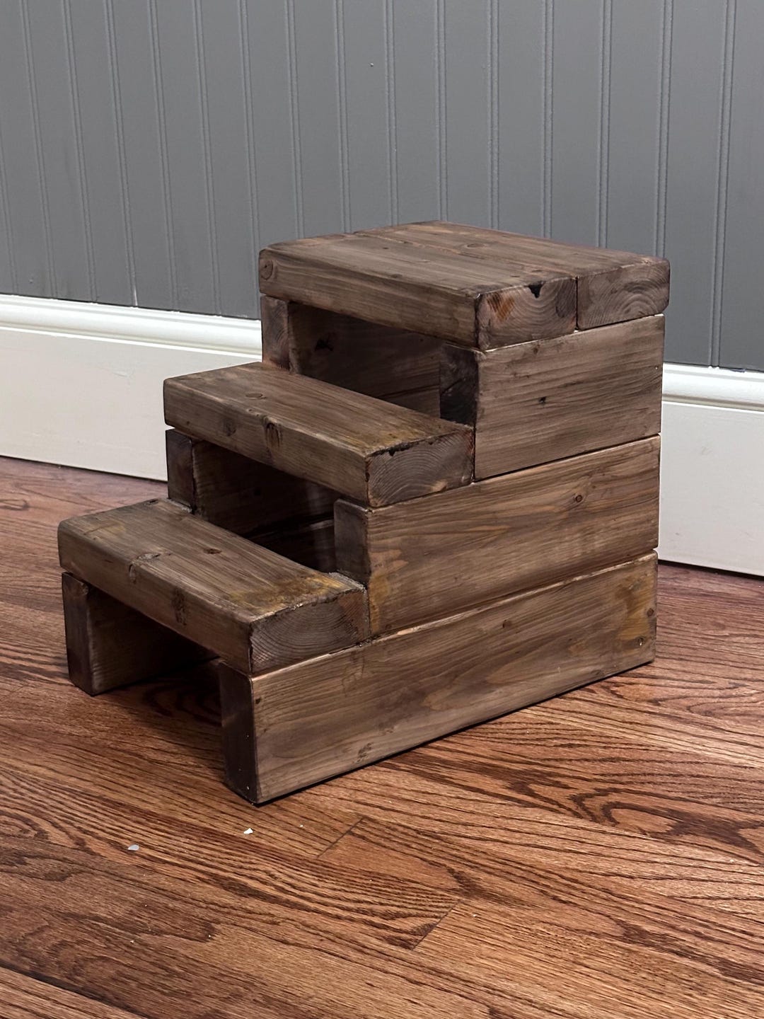Handmade Rustic Wooden 3-step Stool: Farmhouse Kitchen & Bath Decor - Etsy