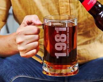 Personalised Tankard Glass Personalized Beer Glass Gift for Men Dad ...
