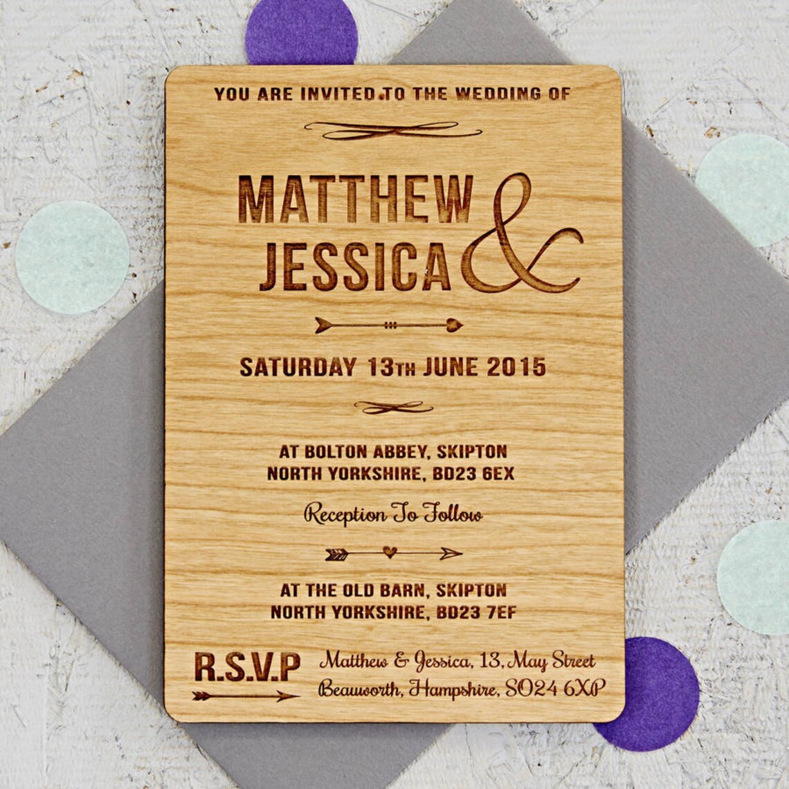 Arrow Wooden Wedding Invitation | Etsy