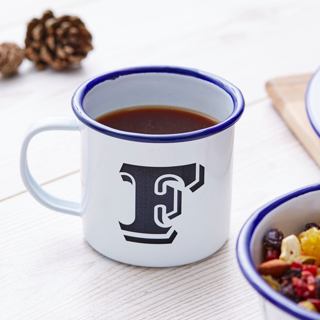 Personalised Initial Enamel Mug - Etsy