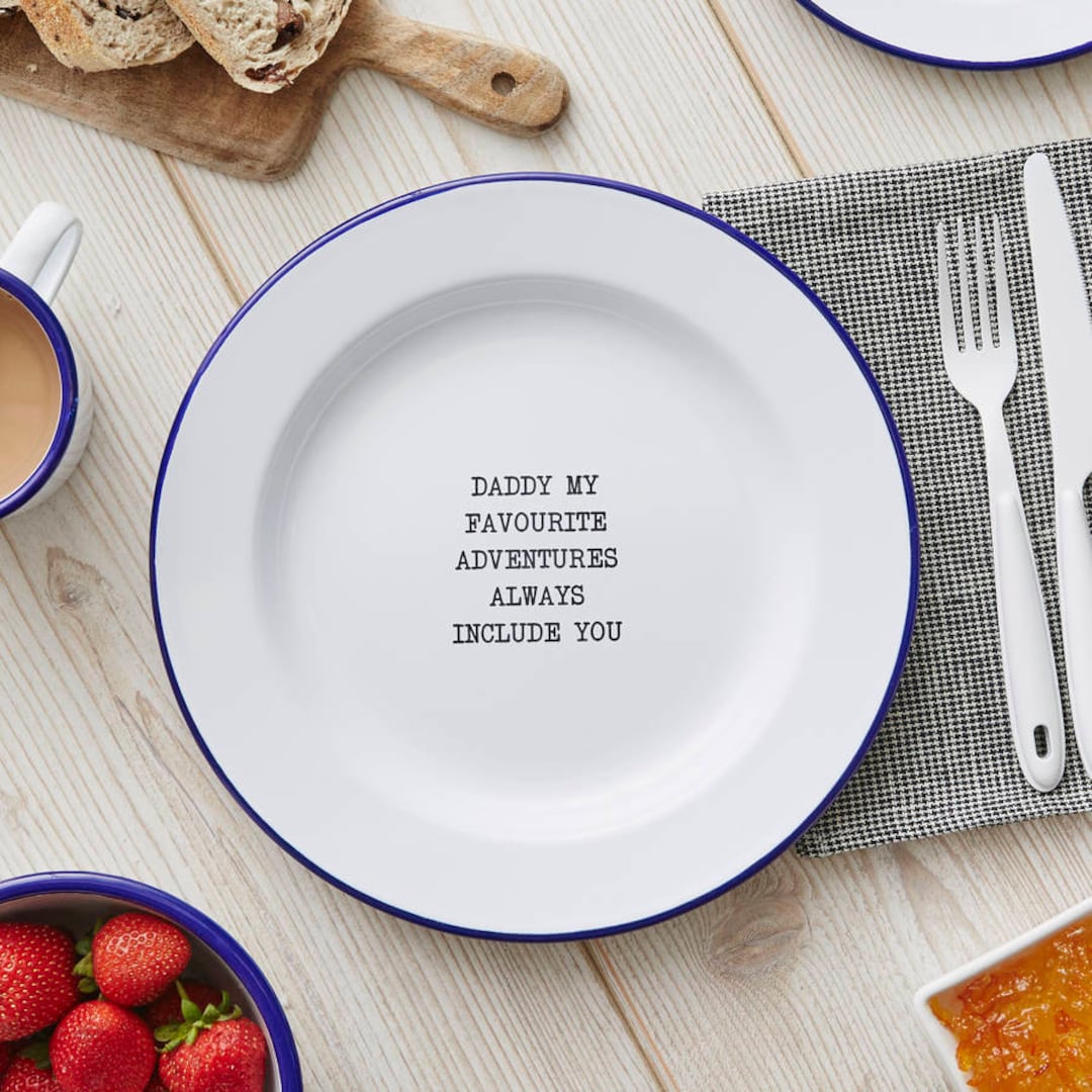 Personalised Enamel Plate | Custom Message Camping Dish for Dad ...