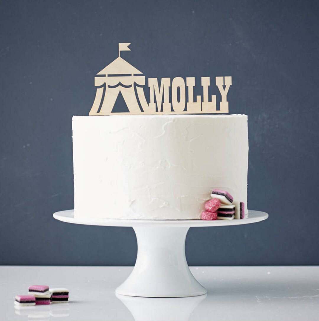 Circus Tent Personalised Wooden Birthday Cake Topper - Etsy