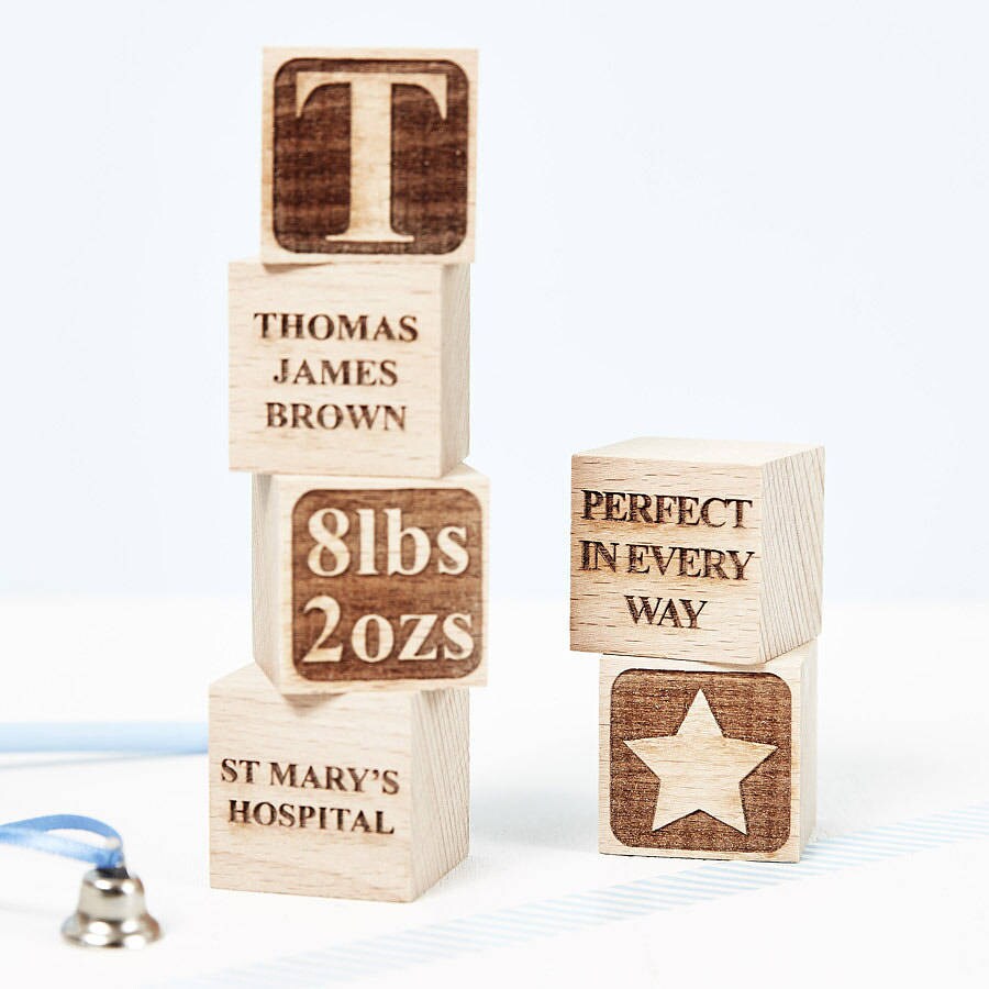 Personalised Baby Keepsake Building Blocks | Personalized New Baby Gift ...