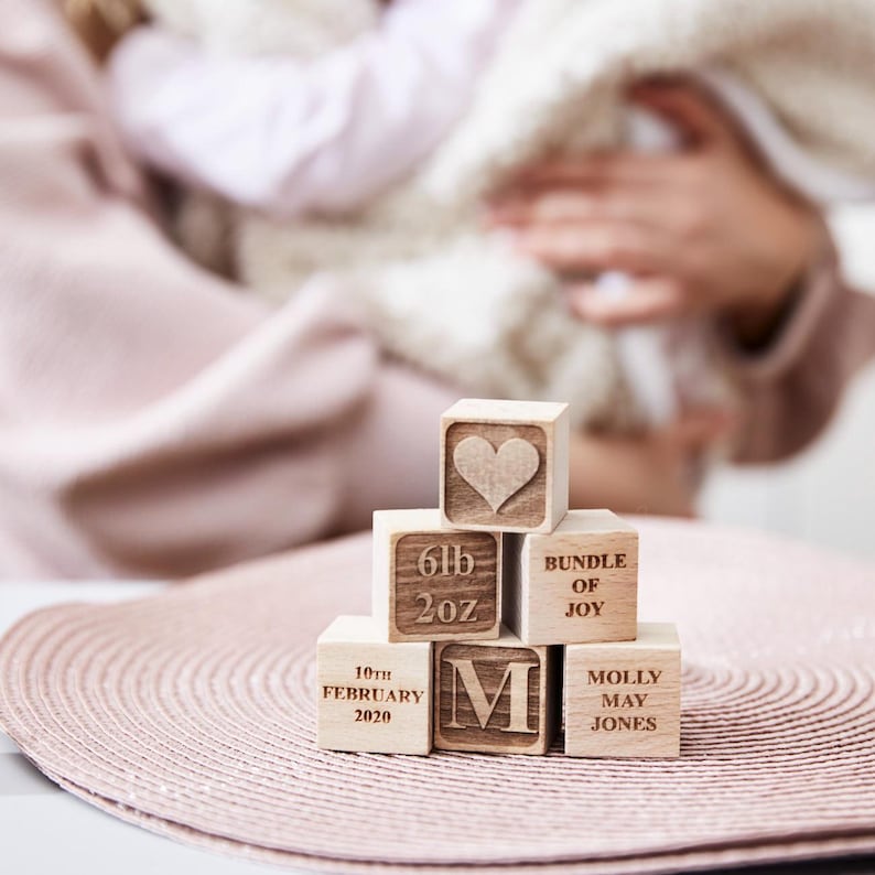 Personalised Baby Keepsake Building Blocks | Personalized New Baby Gift ...