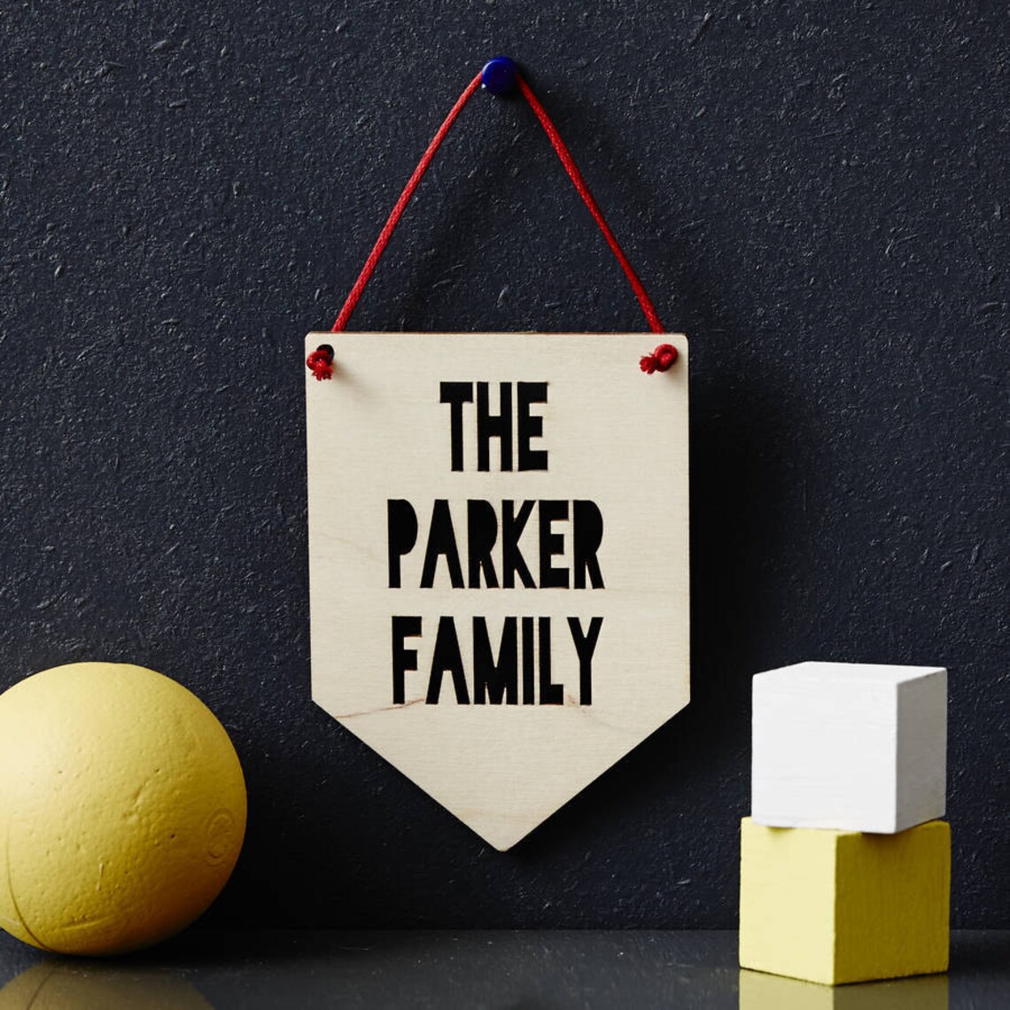 Personalised Family Hanging Wooden Flag | Birthday Gift for Kids - Etsy