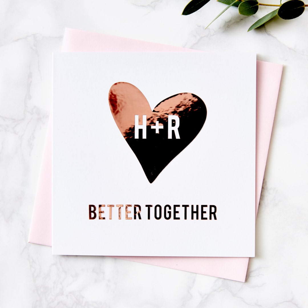 Metallic Personalised Heart Card - Etsy