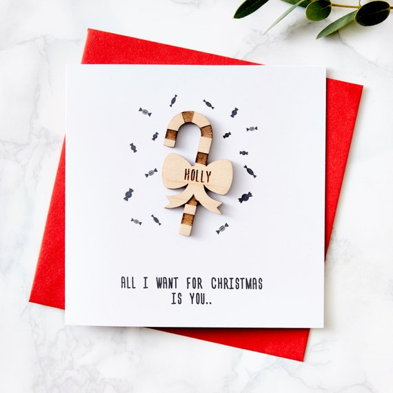 Candy Cane Personalised Christmas Card | Etsy