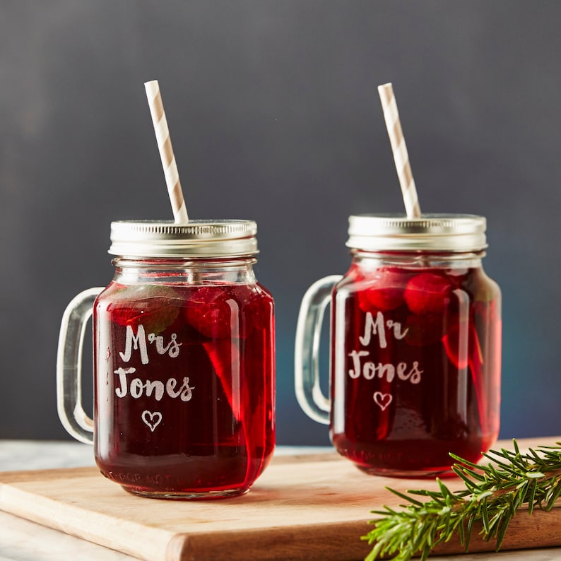 Personalised Heart Wedding Mason Jar - Etsy