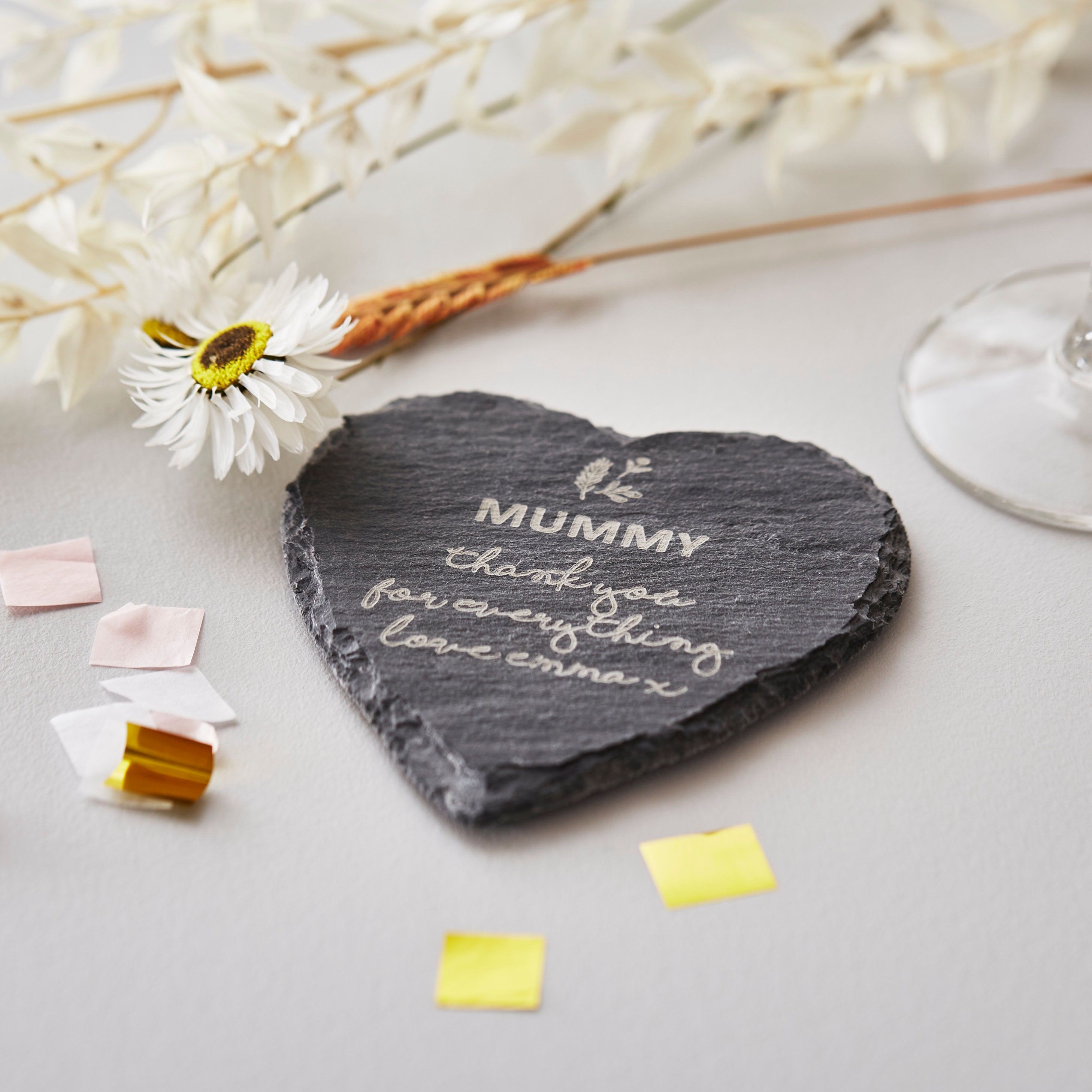 Personalised Mother's Day Heart Slate Coaster - Etsy UK
