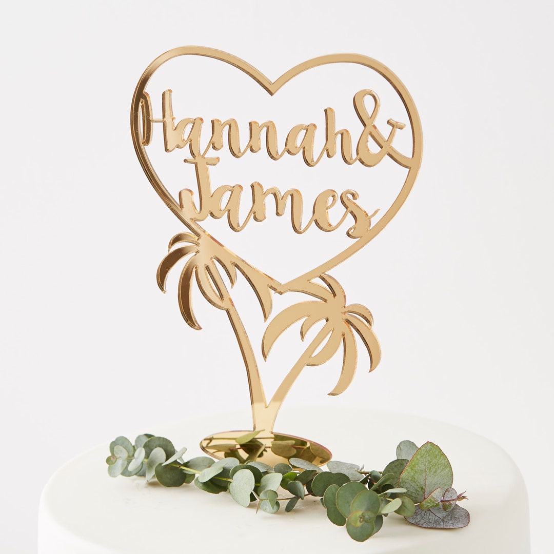 Personalised Palm Tree Wedding Cake Topper - Etsy