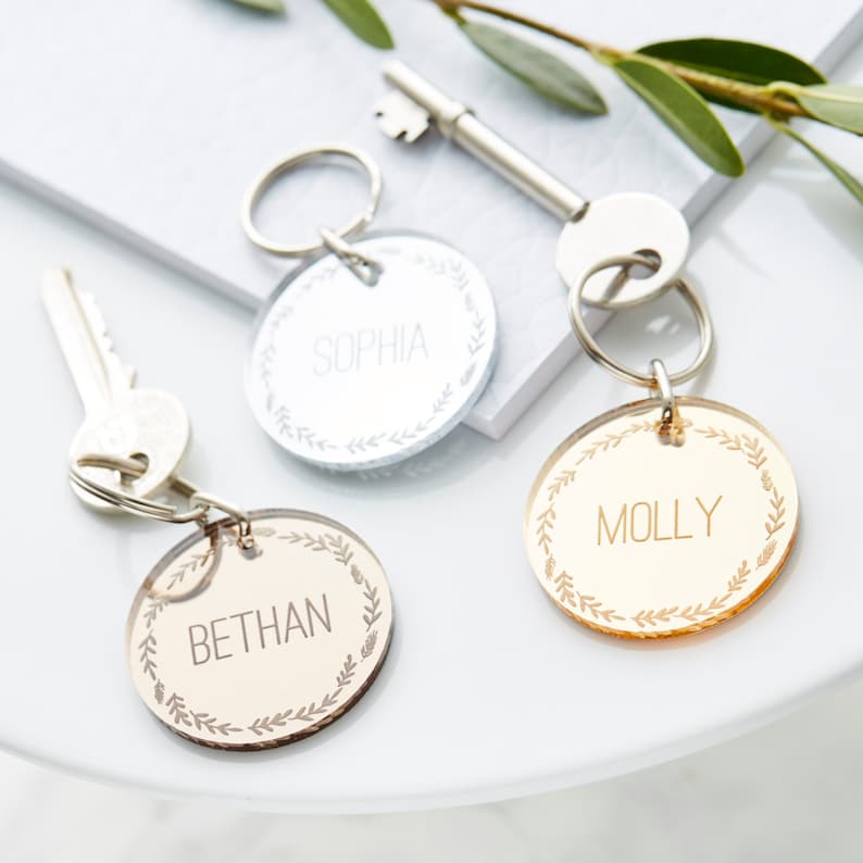 Personalised Mirrored Keyring - Etsy