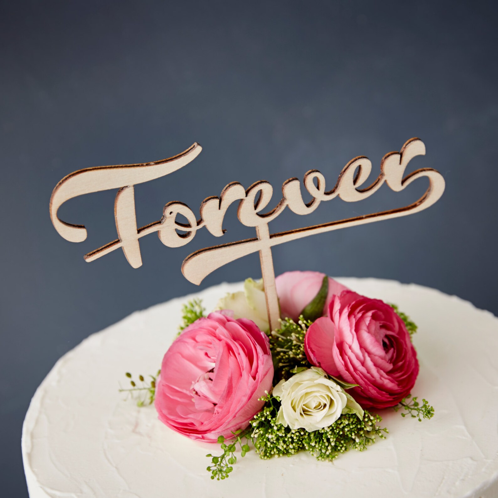 Calligraphy 'forever' Wooden Wedding Cake Topper - Etsy