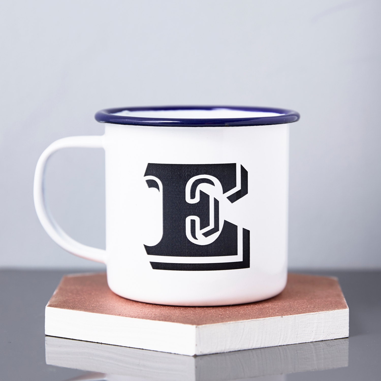Personalised Initial Enamel Mug - Etsy