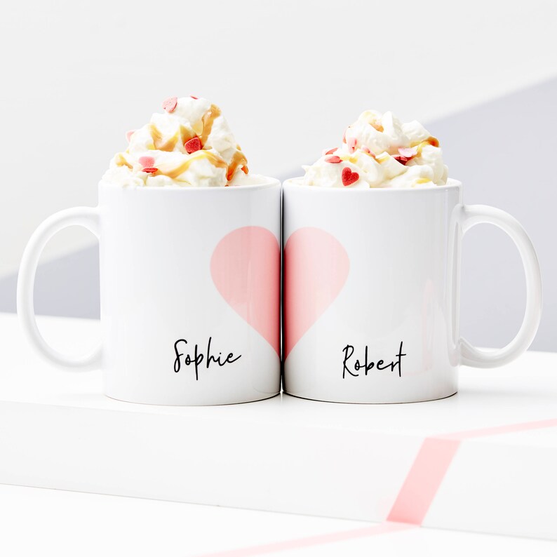 Personalized Love Heart Mug Set | Couples Gift - Etsy