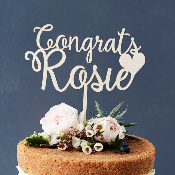 Congratulations Wooden Cake Topper - Etsy