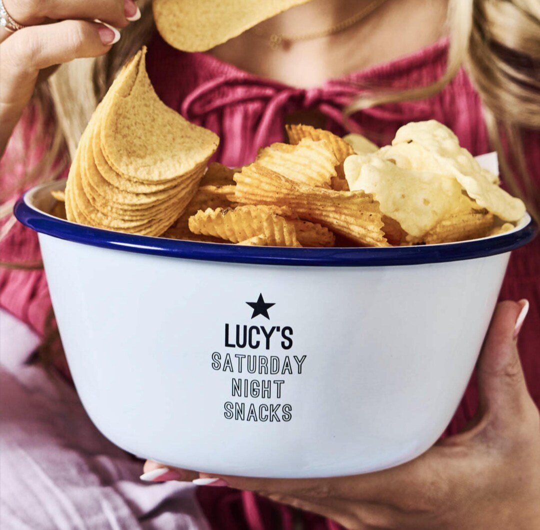 Personalised Saturday Night Snacks Bowl | Birthday Gift for Her for Him ...