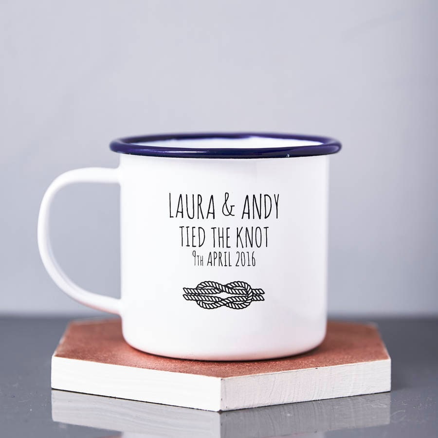 Personalised Enamel 'tied the Knot' Mug | Etsy