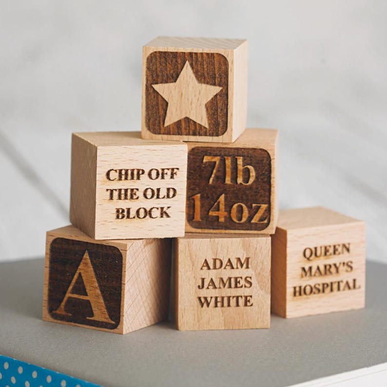 Personalised Baby Keepsake Building Blocks | Personalized New Baby Gift ...