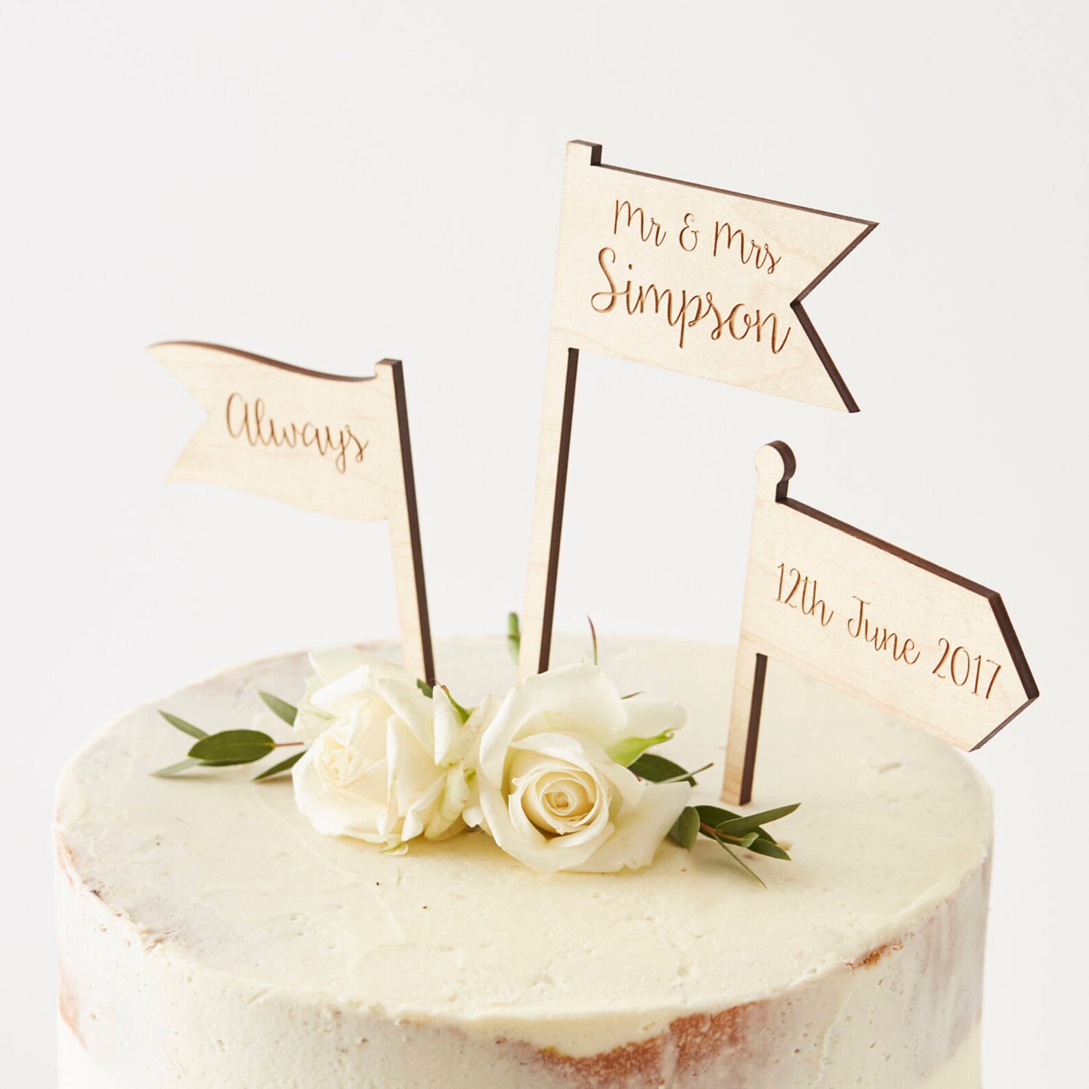 Personalised Wooden Flags Cake Topper | Etsy