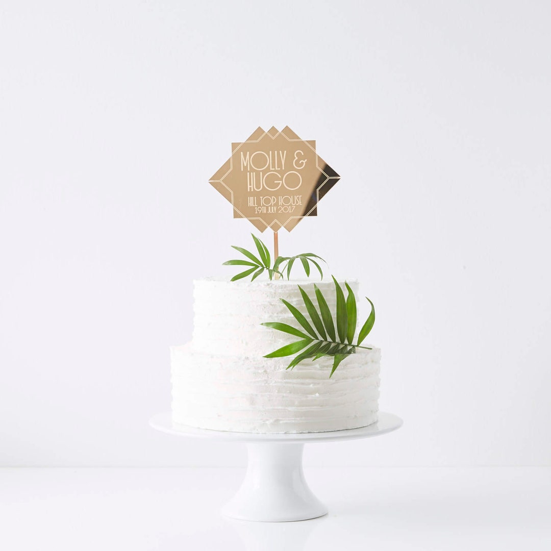 Personalised Art Deco Wedding Cake Topper - Etsy