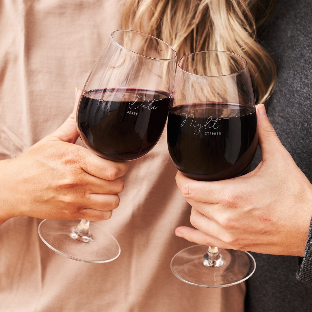 Personalised Date Night Wine Glass Set - Etsy