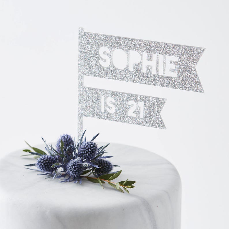 Personalised Party Flag Cake Topper - Etsy