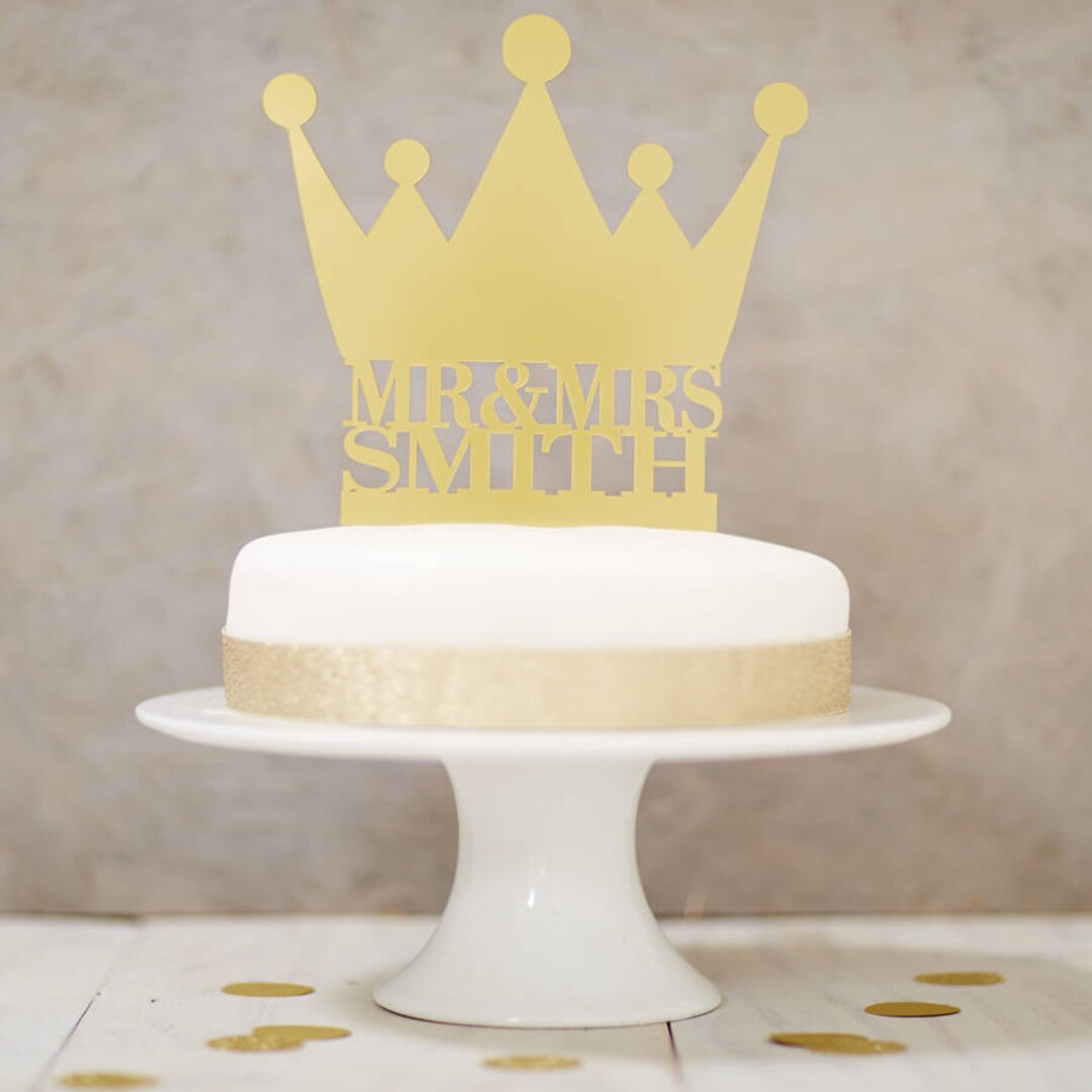 Personalised Crown Wedding Cake Topper - Etsy
