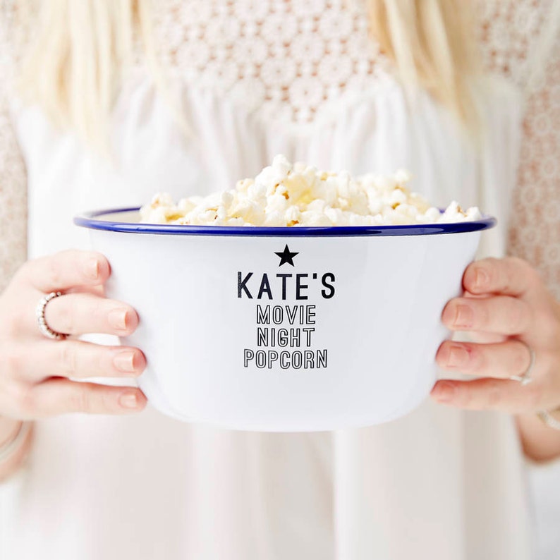 Personalised Enamel Popcorn Bowl | Personalized Bowl | Family Nightl ...
