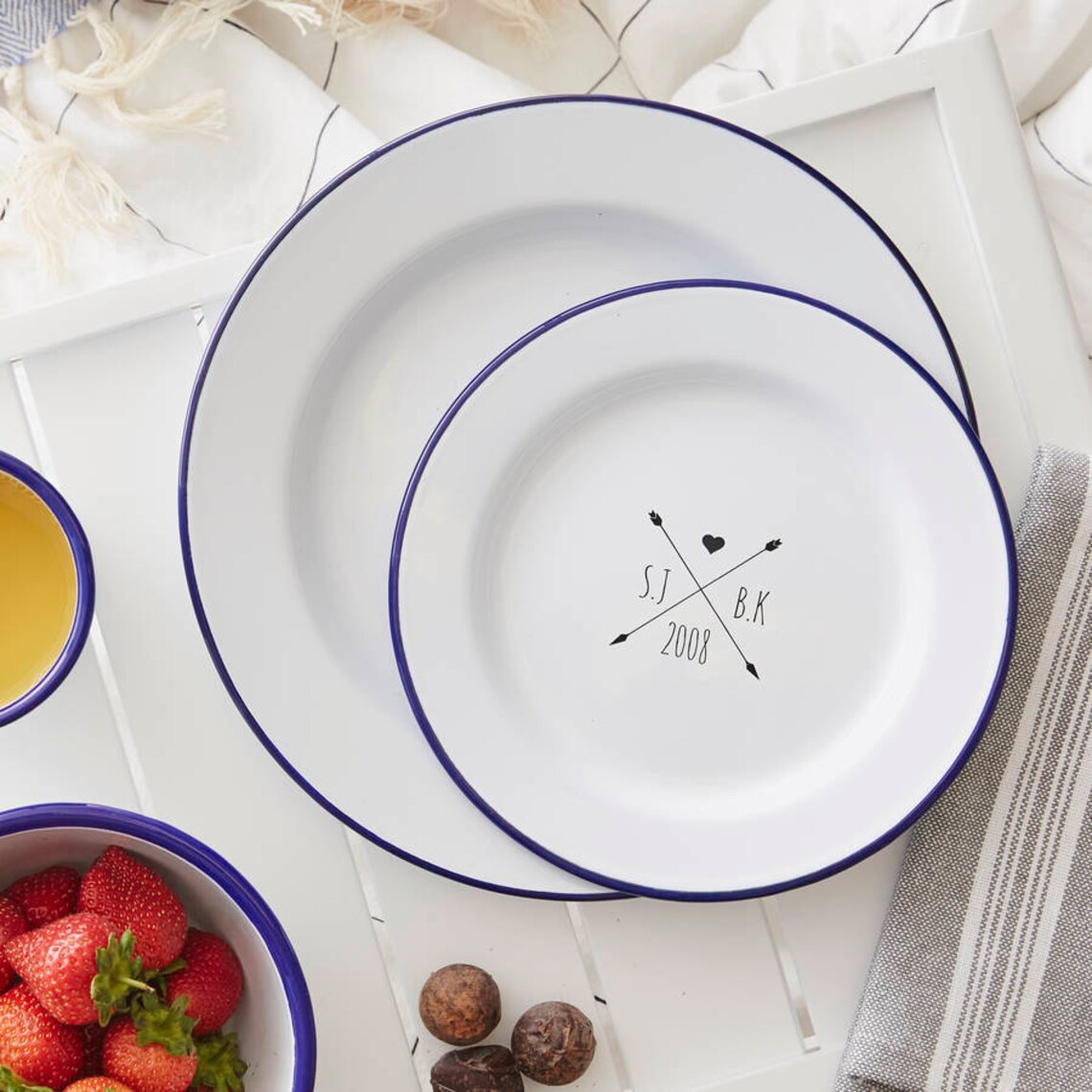 Personalised Enamel Wedding Gift Plate - Etsy