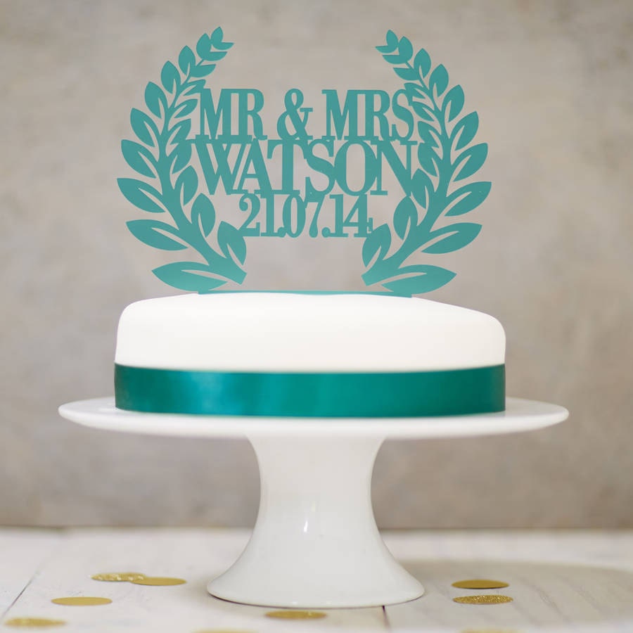 Personalised Wreath Wedding Cake Topper - Etsy