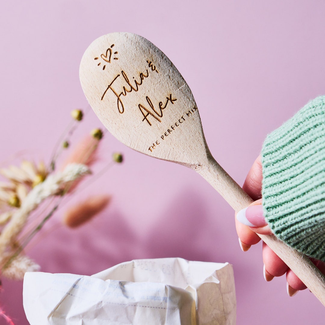 Personalized Couples Wooden Spoon | Engraved Anniversary Gift - Etsy