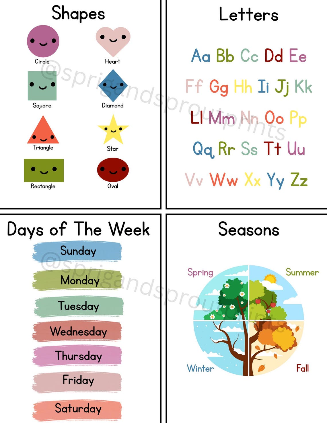 Printable Kids Educational Posters | Set of 13 Colorful Learning Prints ...