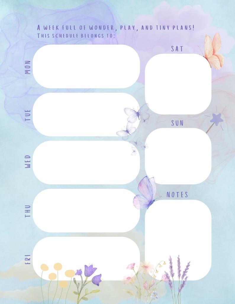 Kids Weekly Schedule, Printable Kids Planner, Kids Planner Sheet ...
