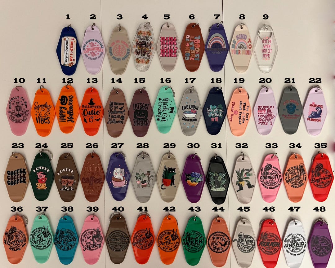 Retro Diamond-shaped Hotel Keychains | Lots of Colors and Designs to ...