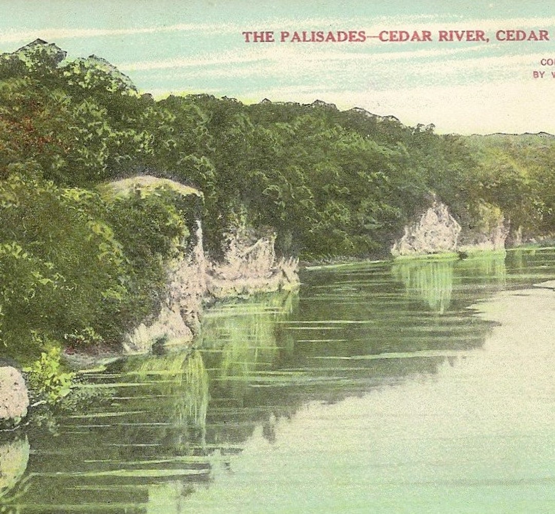 The Palisades Cedar River CEDAR RAPIDS Iowa Antique Postcard 1909 - Etsy