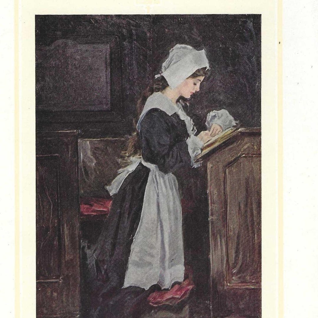 Christy Girl Puritan Girl in Prayer Original Color Print Litho ...