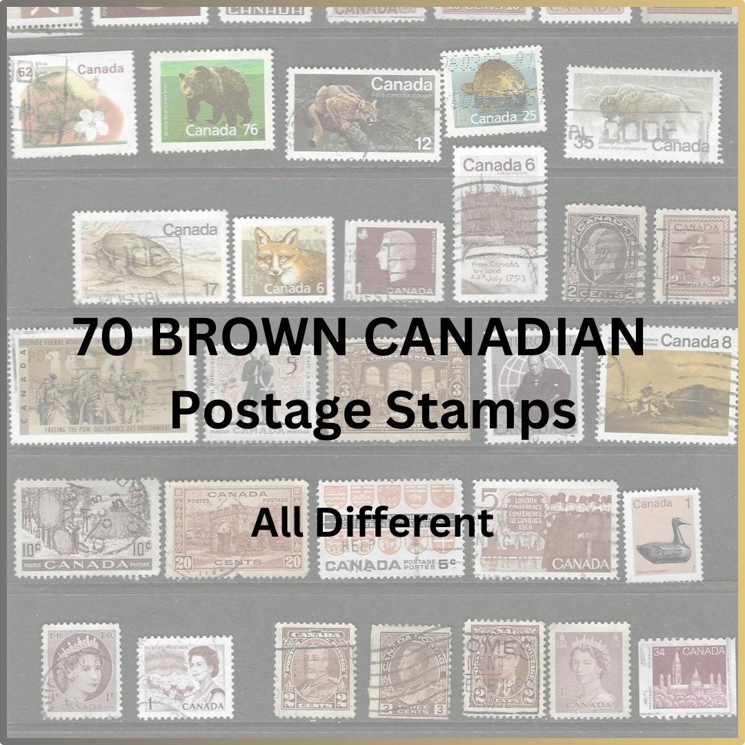 70 Mostly BROWN Canadian Postage Stamps All Different Perfect for ...