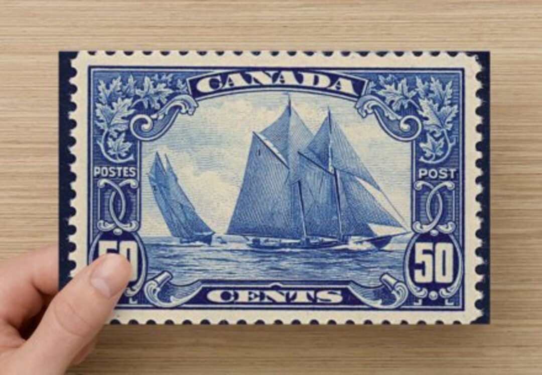 Canadas Bluenose Stamp on Blank Note Card Canadian Pride Iconic Sailing ...