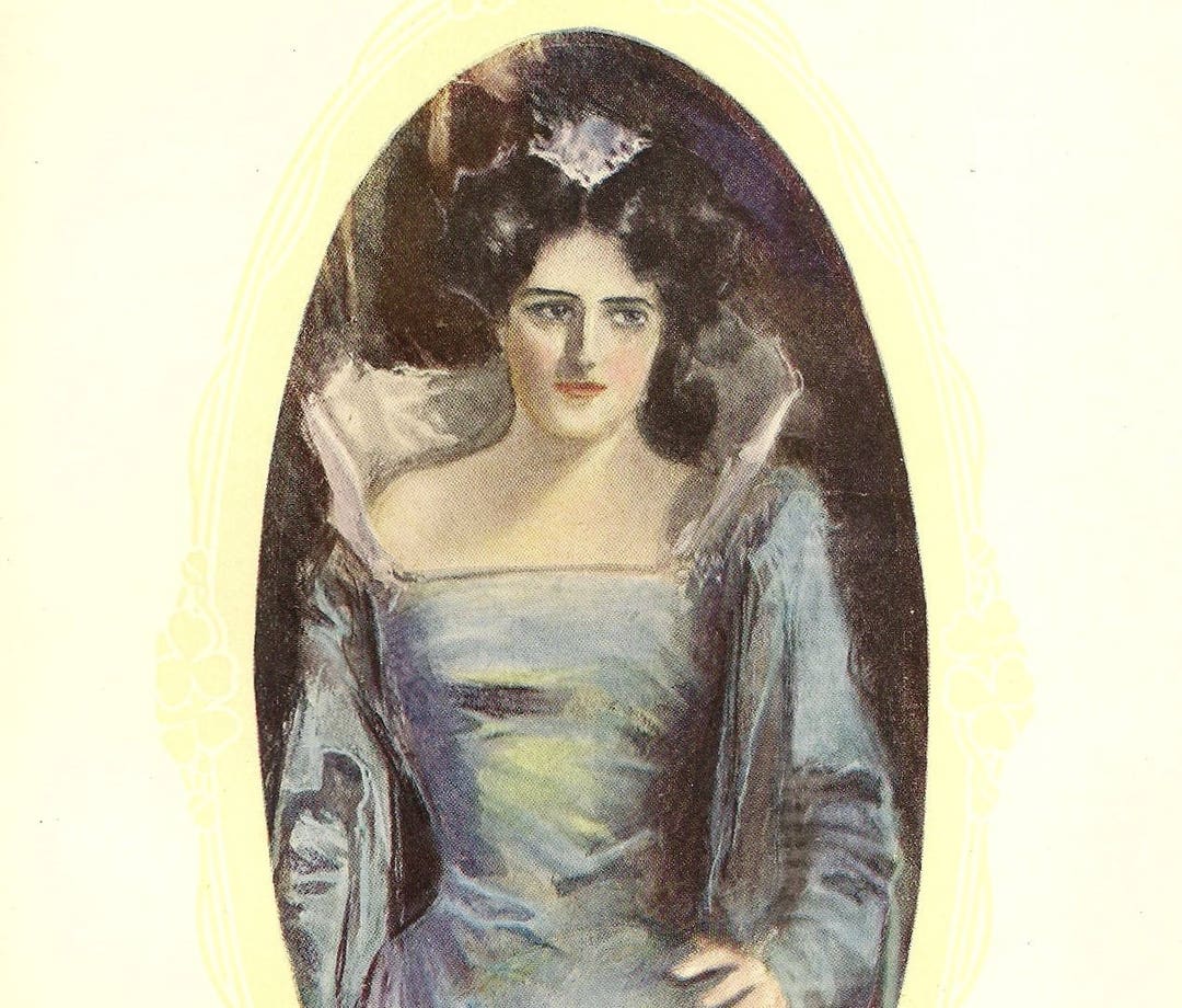 Christy Girl Dark Haired Beauty In Blue Gown Original Color Etsy