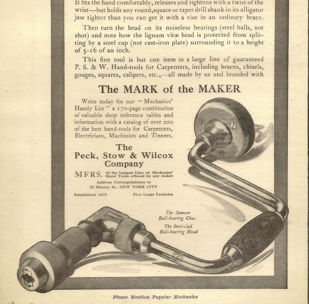 Peck Stow and Wilcox Company Antique Advertisement for Samson Brace ...