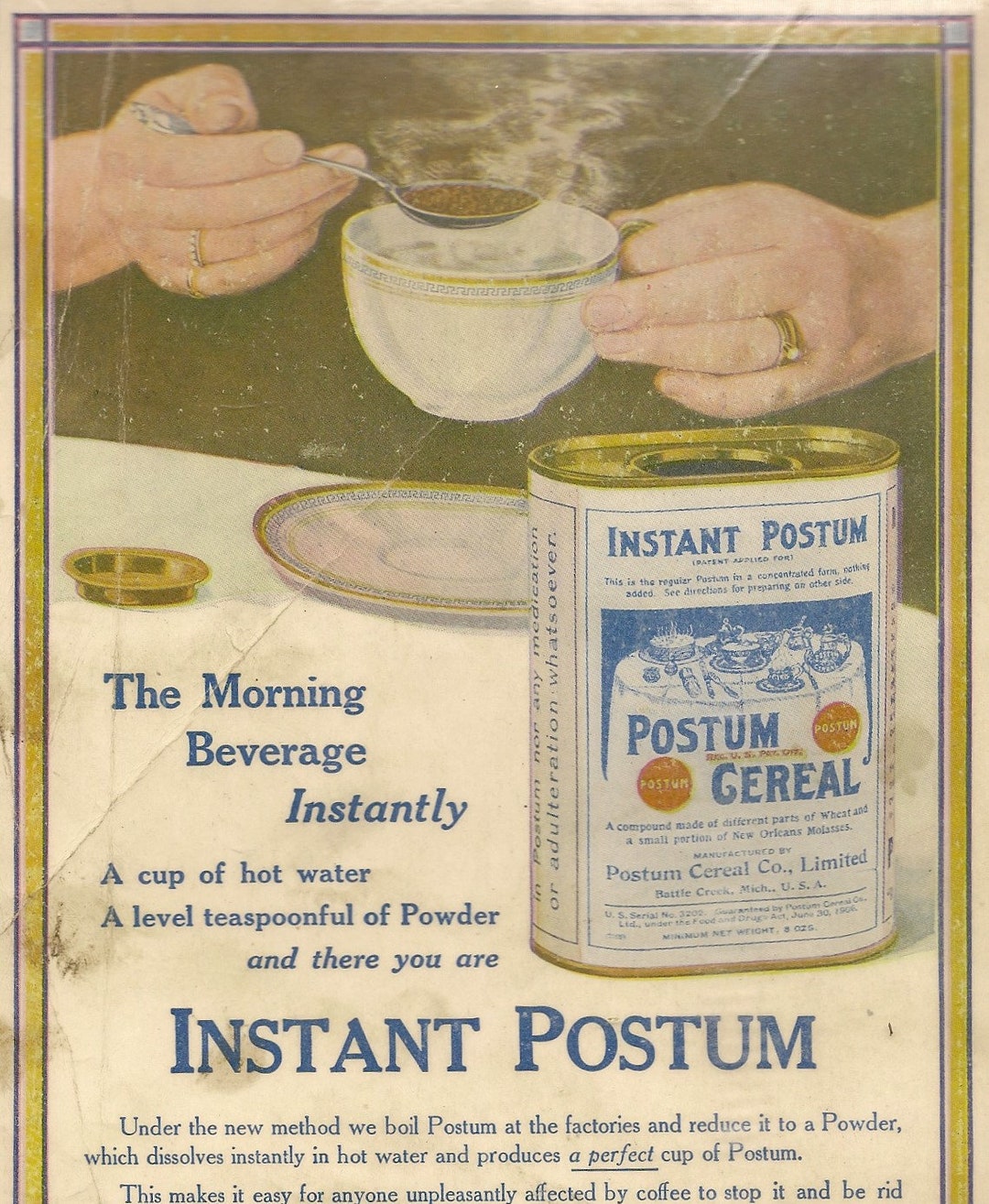 Instant Postum Antique Advertisement Retro Kitchen Decor – Neat Graphic ...