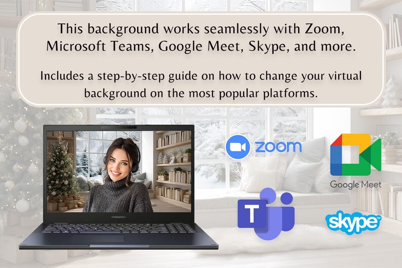 Christmas Zoom Background | Cozy Winter Window Scene | Holiday Home ...