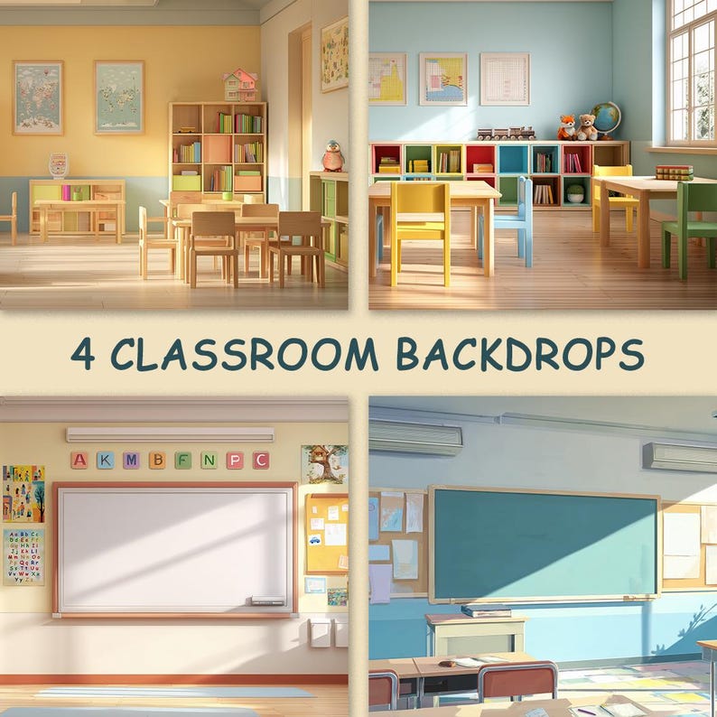 4 Zoom Virtual Backgrounds for Teachers | Classroom Backdrops | Cute ...