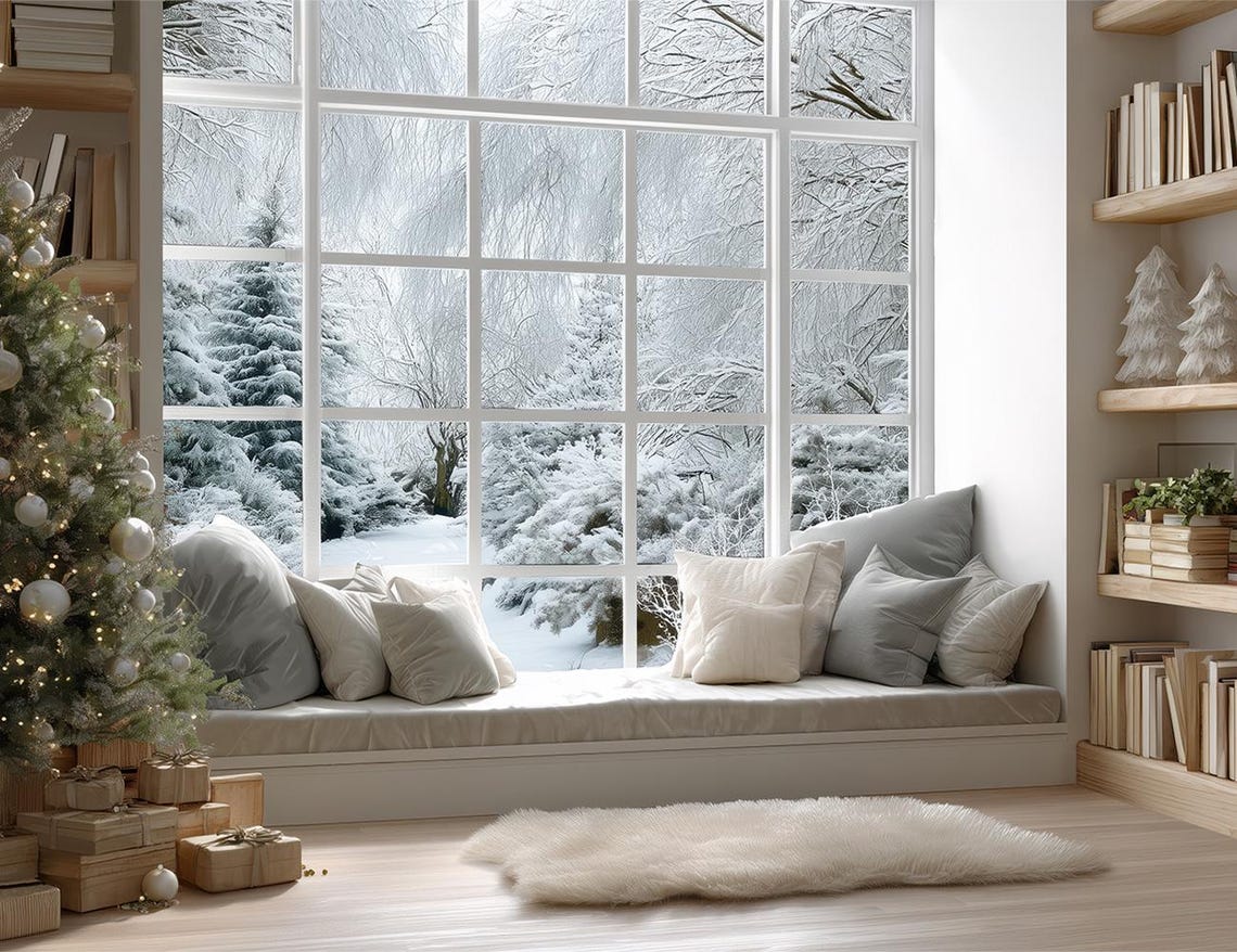 Christmas Zoom Background | Cozy Winter Window Scene | Holiday Home ...