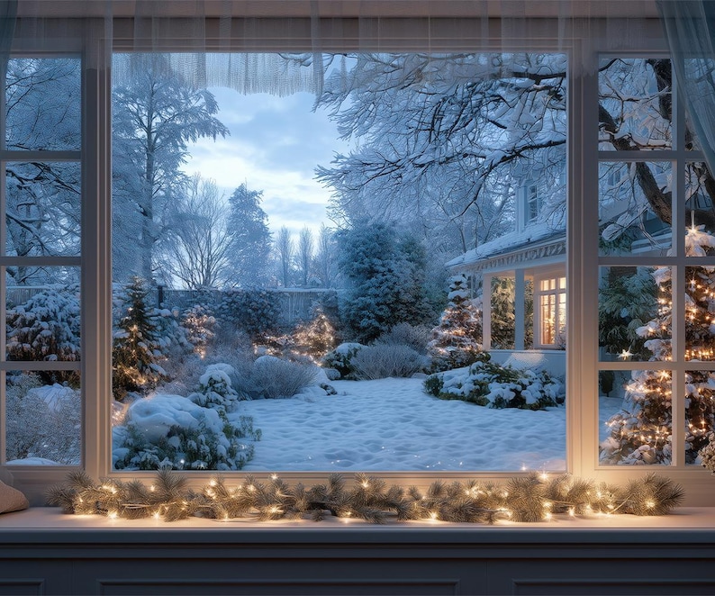 Cozy Winter Window Zoom Background | Christmas Virtual Background ...