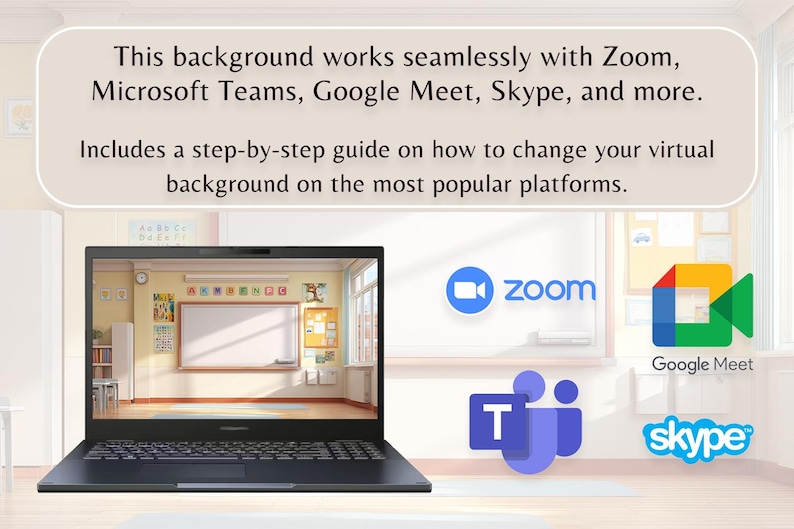 Teacher Zoom 4 Backgrounds | Classroom Backdrops (digital Download ...