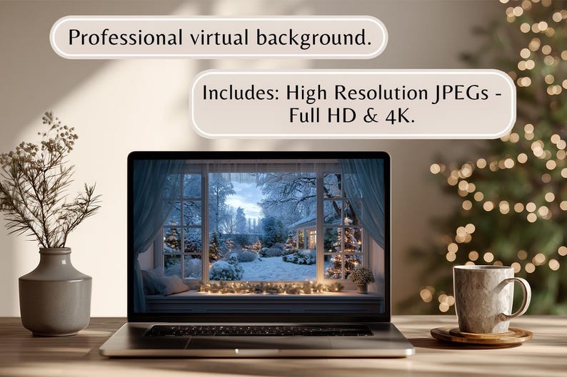 Cozy Winter Window Zoom Background | Christmas Virtual Background ...