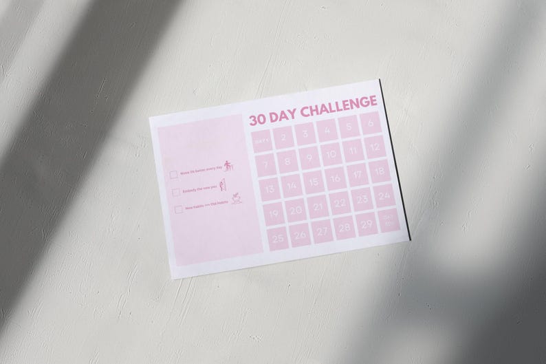 30-day Mindset Challenge Tracker | Digital Download | Self-improvement ...